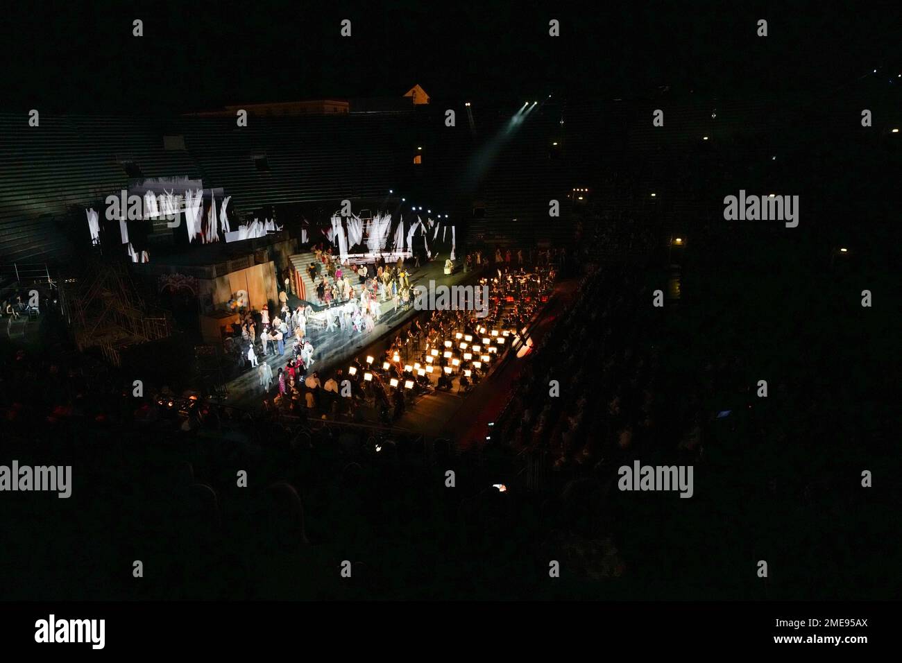 A view of the stage during 'Pagliacci' (Clowns) lyric opera, at the ...