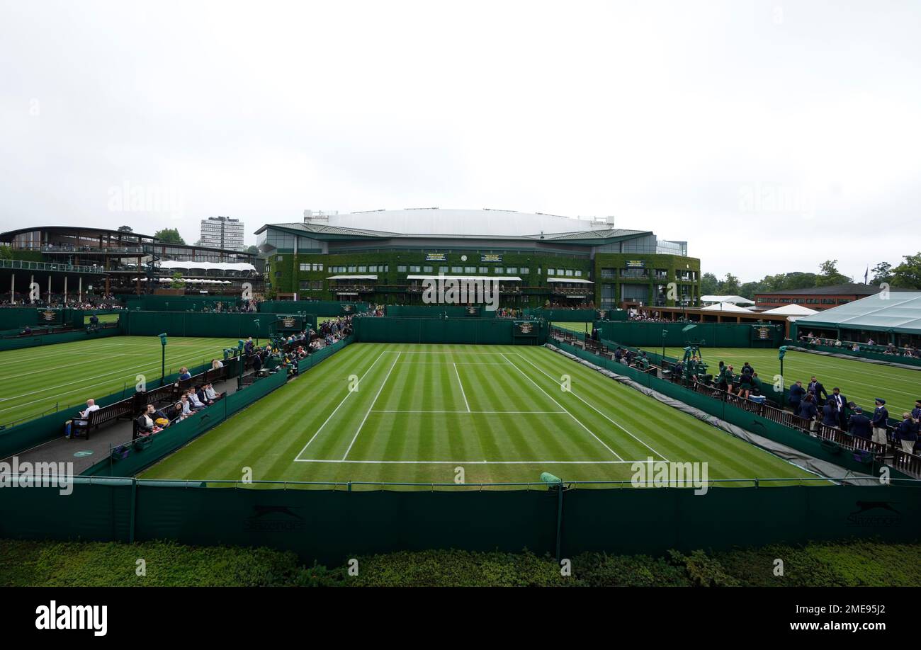 The outside courts in front of Centre Court on day one of the Wimbledon ...