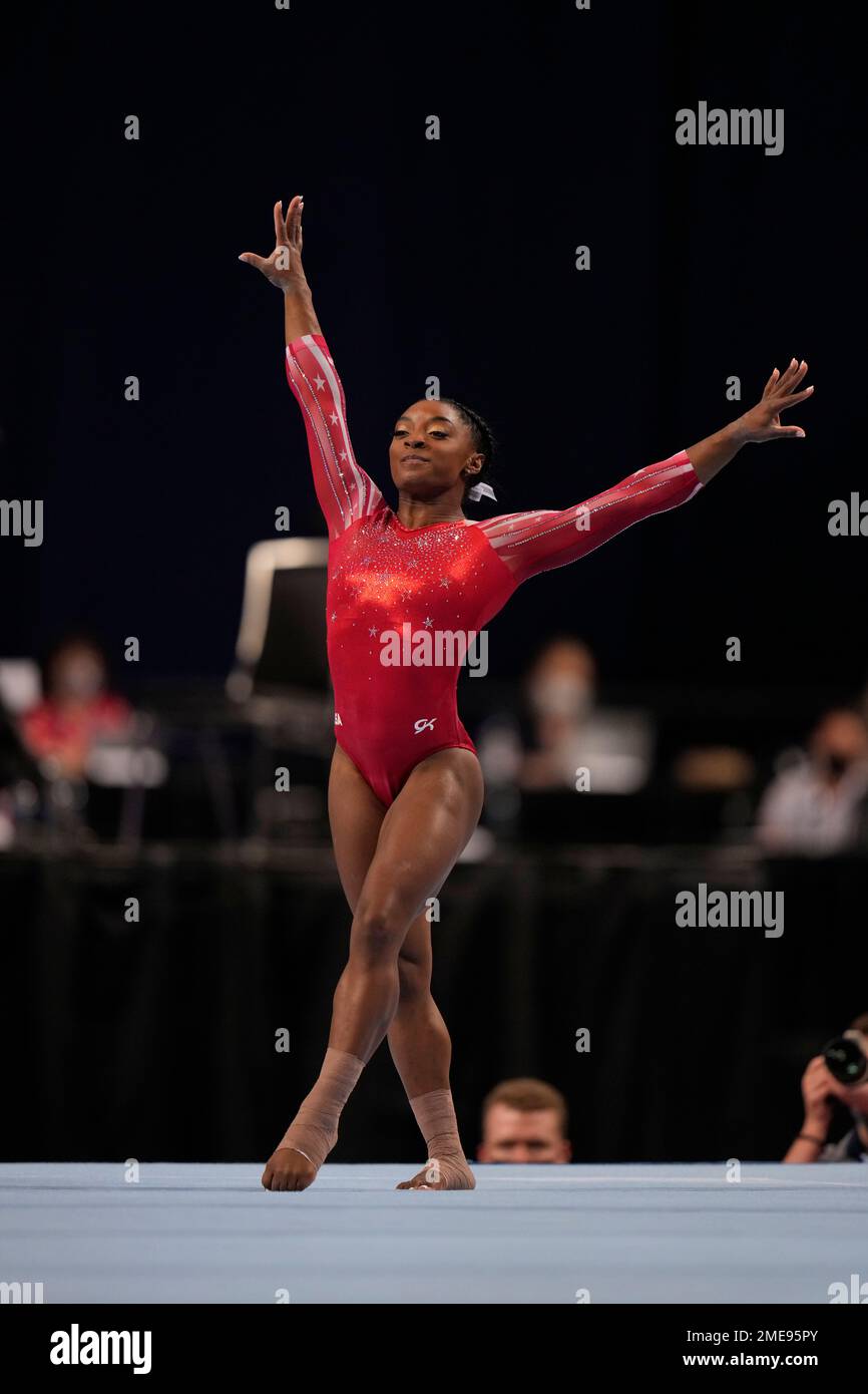 Simone Biles competes in the floor exercise during the women's U.S ...