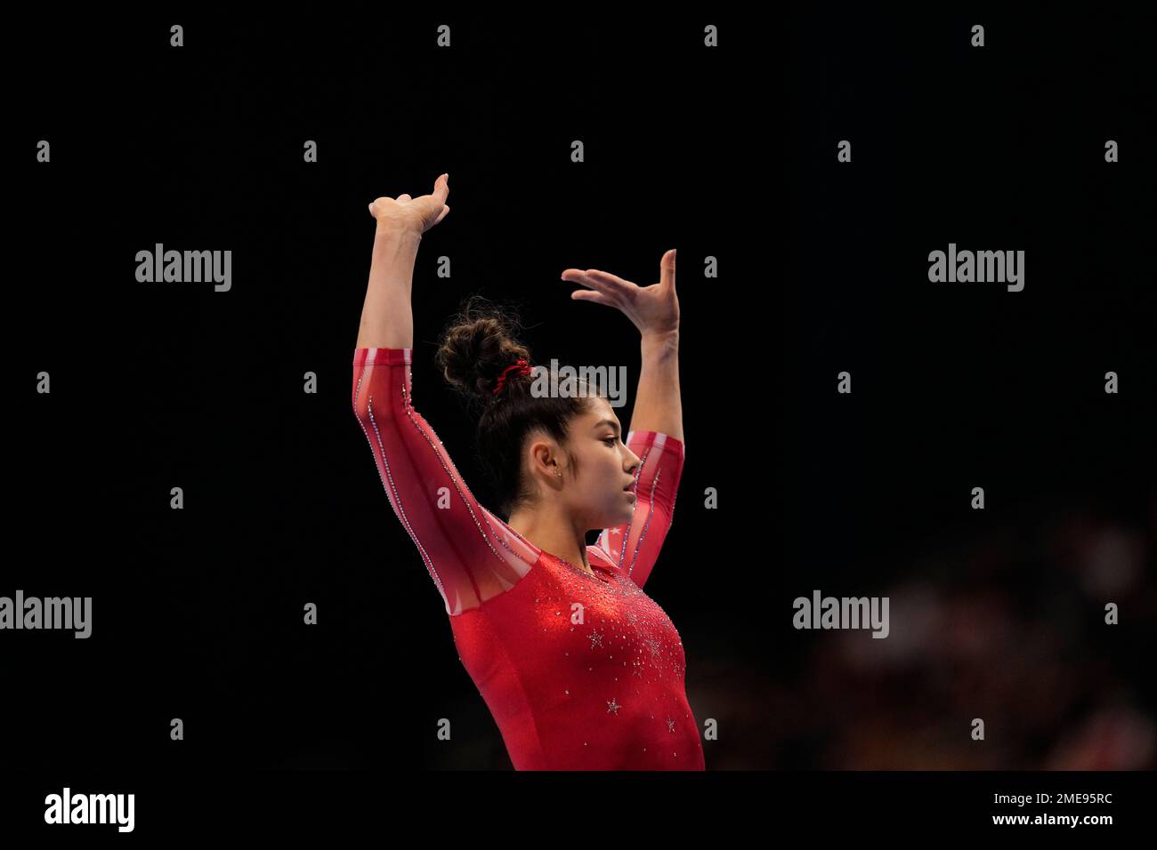 Kayla DiCello competes in the floor exercise during the women's U.S ...