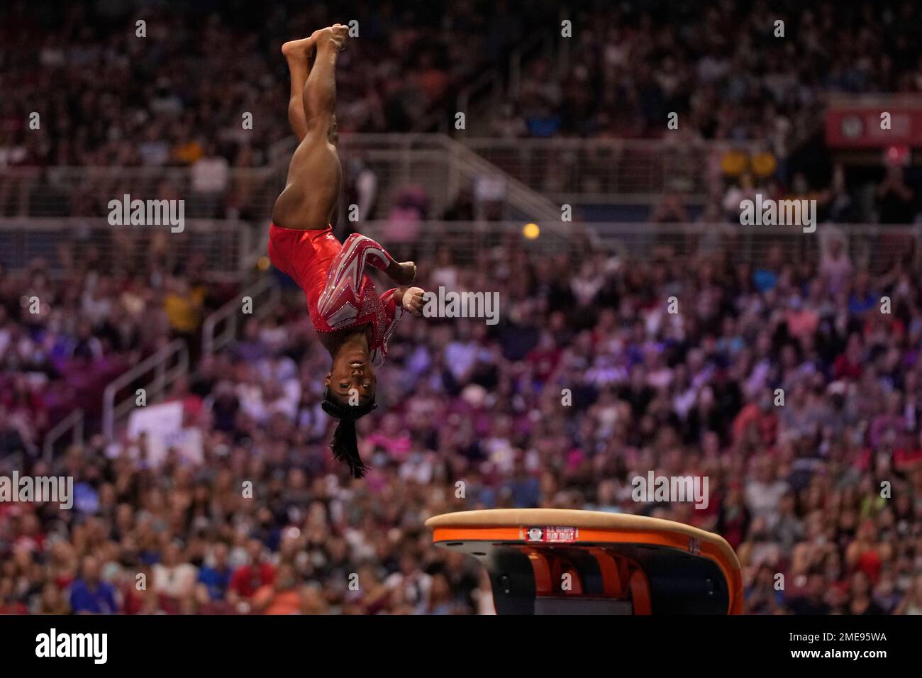 Simone Biles competes on the vault during the women's U.S. Olympic ...