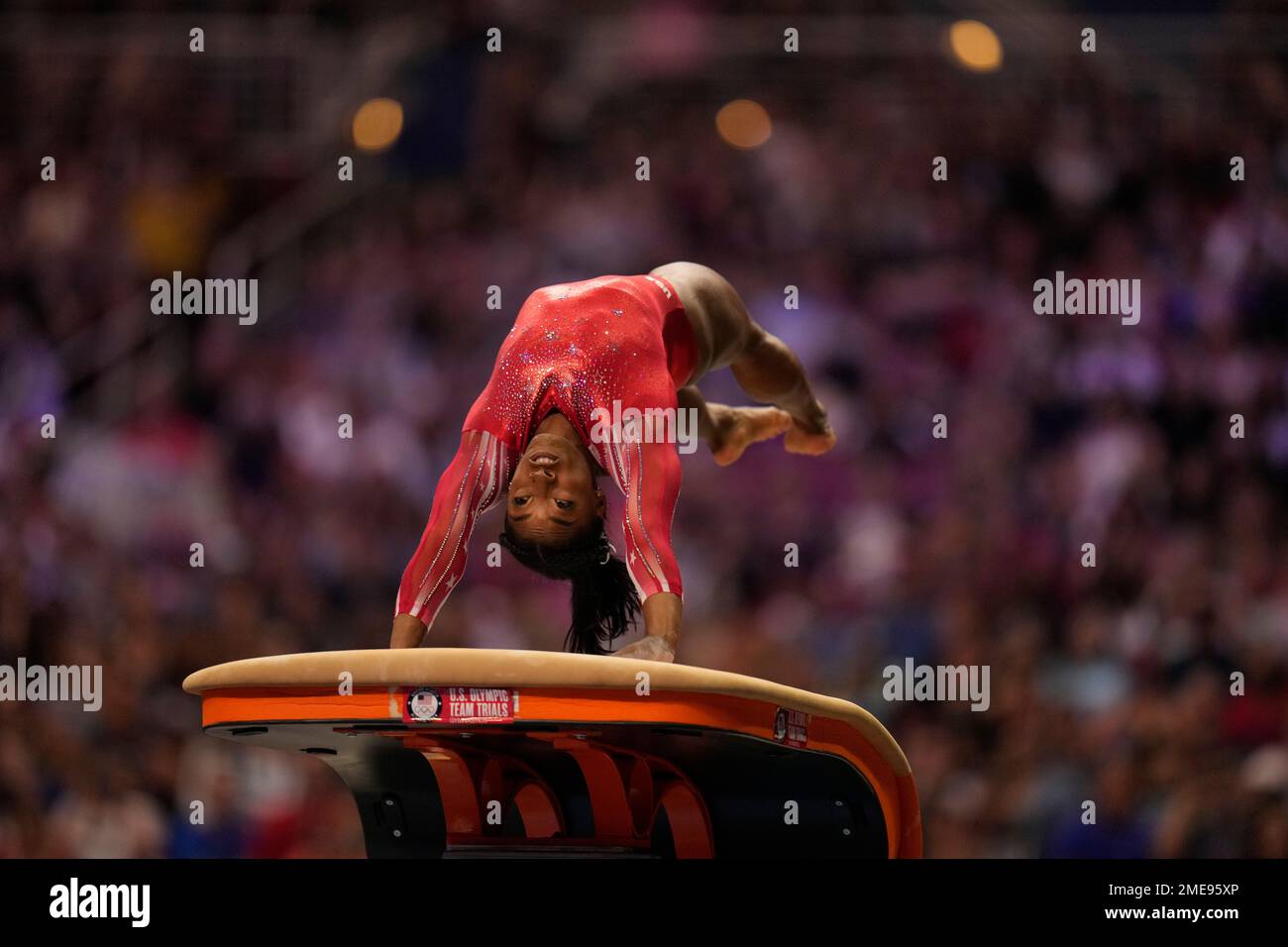Simone Biles competes on the vault during the women's U.S. Olympic ...