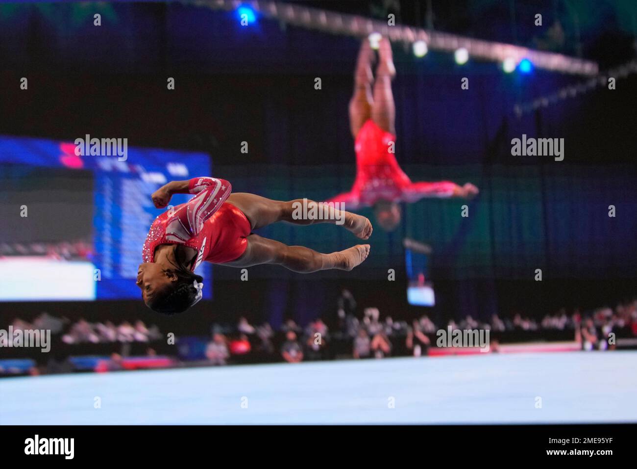 Simone Biles competes in the floor exercise during the women's U.S ...