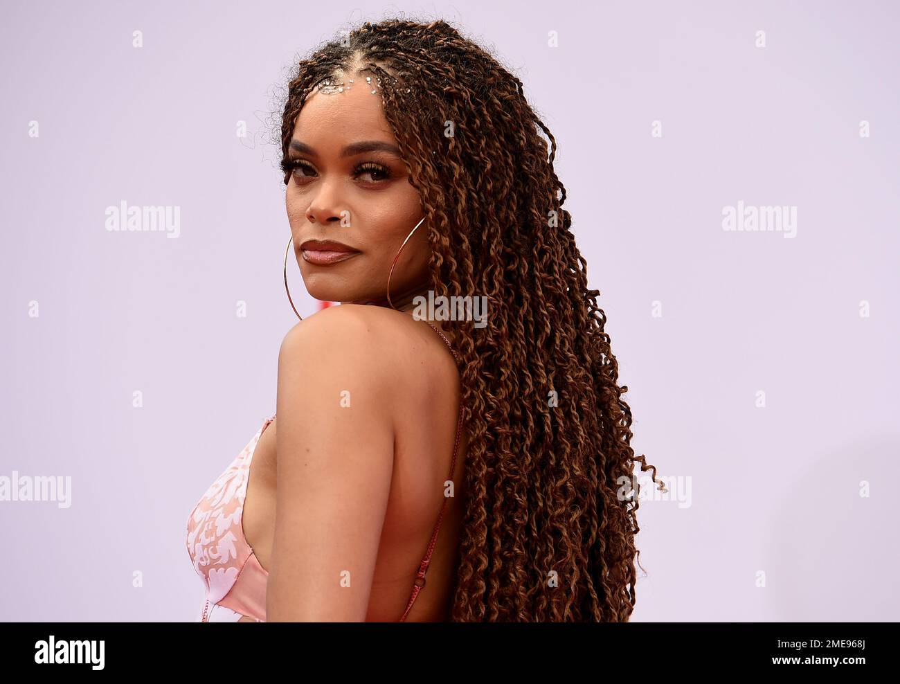 Andra Day arrives at the BET Awards on Sunday, June 27, 2021, at the ...