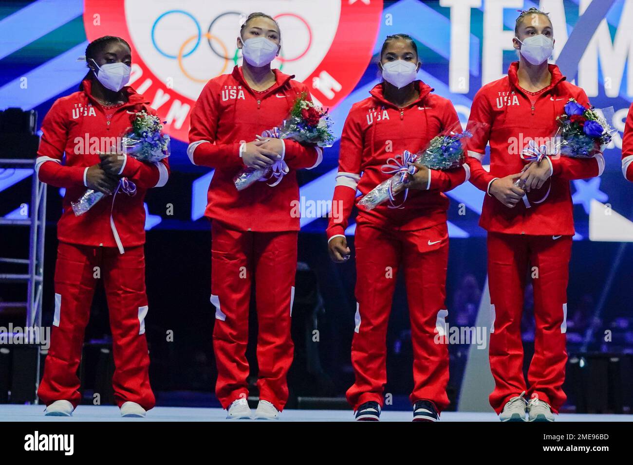 Members of the U.S. Women's Olympic Gymnastic Team, Simone Biles, Suni ...