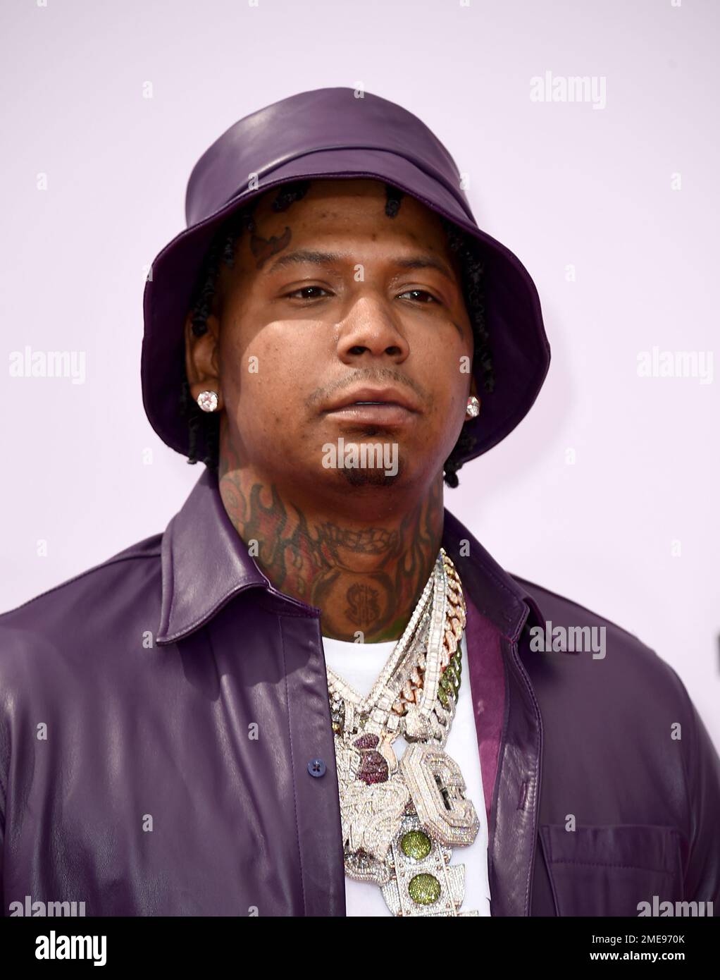Moneybagg Yo arrives at the BET Awards on Sunday, June 27, 2021, at the ...