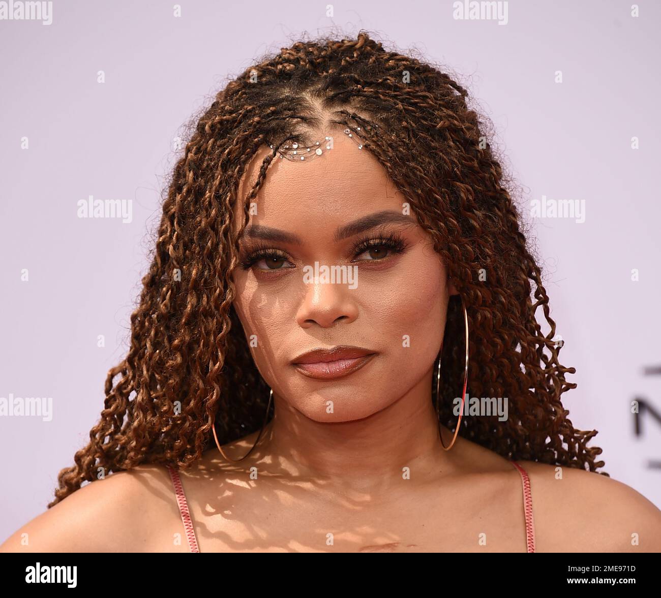 Andra Day arrives at the BET Awards on Sunday, June 27, 2021, at the ...