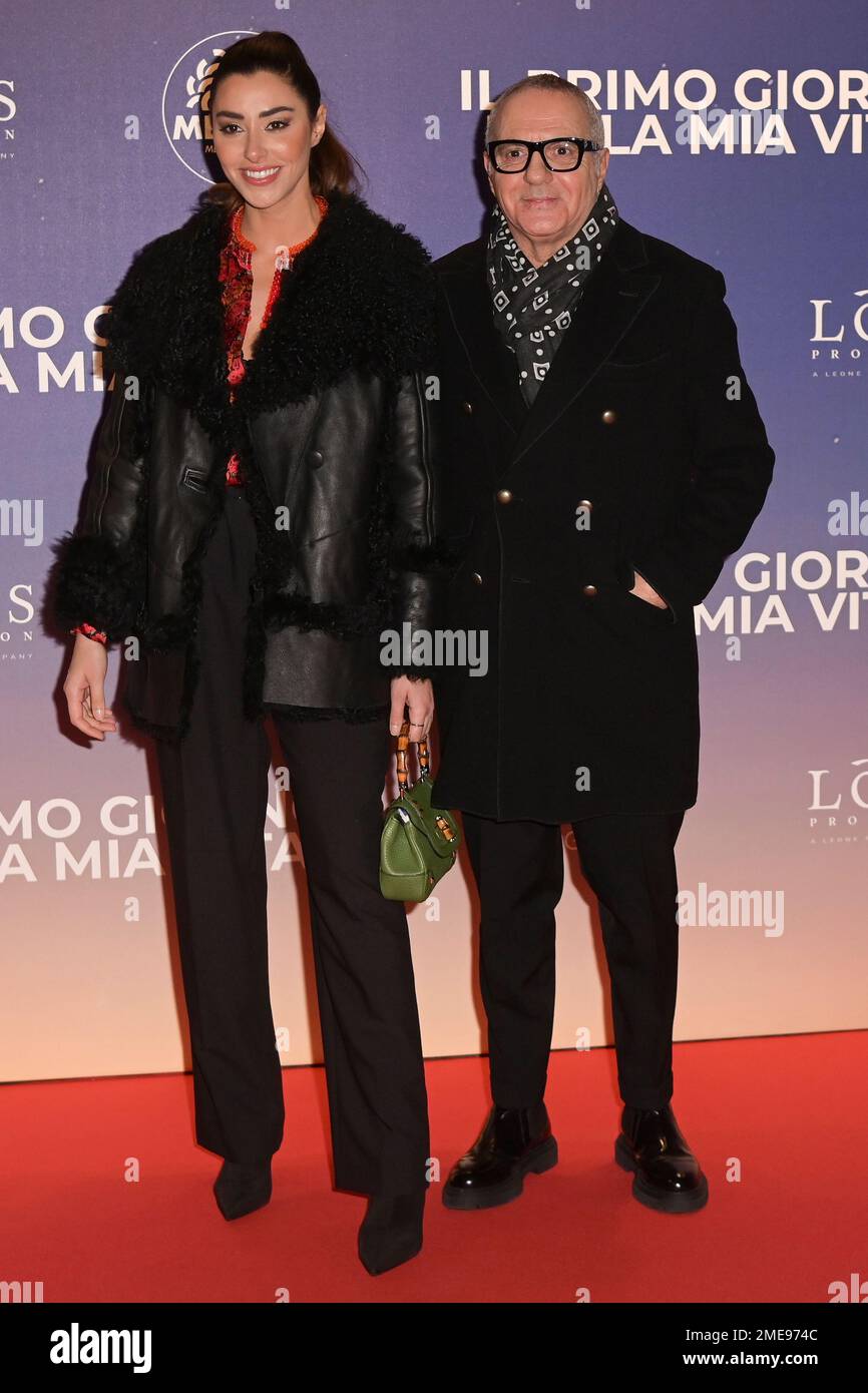 Rome, Italy. 23rd Jan, 2023. Claudia Capellini (l) and Giorgio Panariello (r) attend the red ...