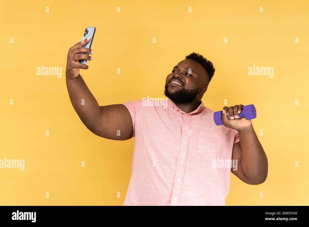 African man selfie workout hi-res stock photography and images - Alamy