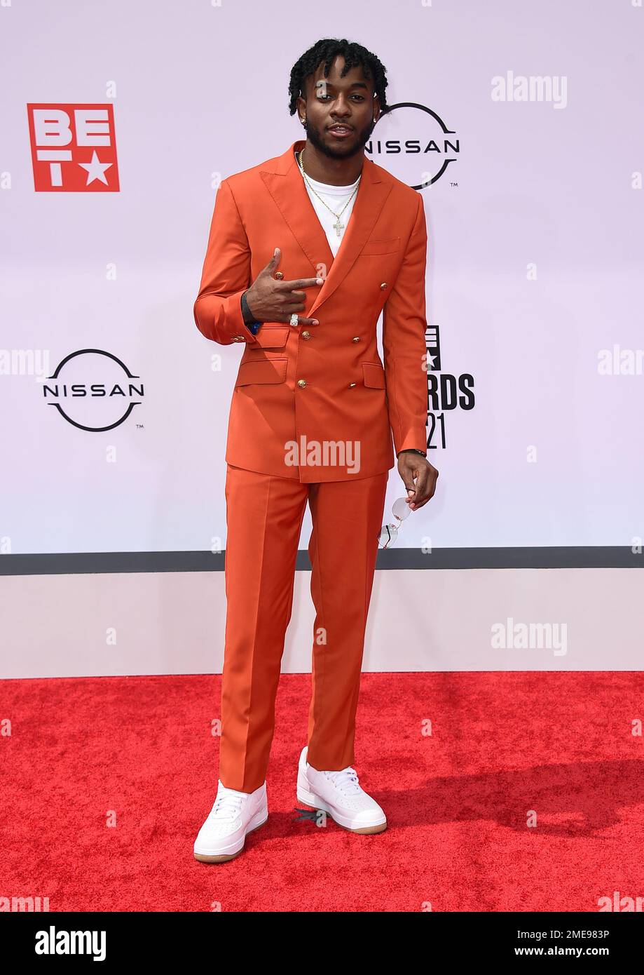 Mooski arrives at the BET Awards on Sunday, June 27, 2021, at the Microsoft Theater in Los ...