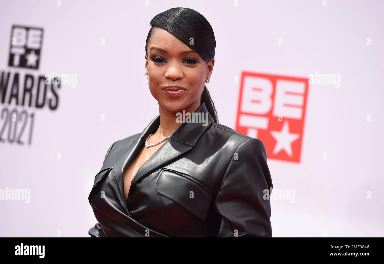 Michelle Mitchenor arrives at the BET Awards on Sunday, June 27, 2021 ...