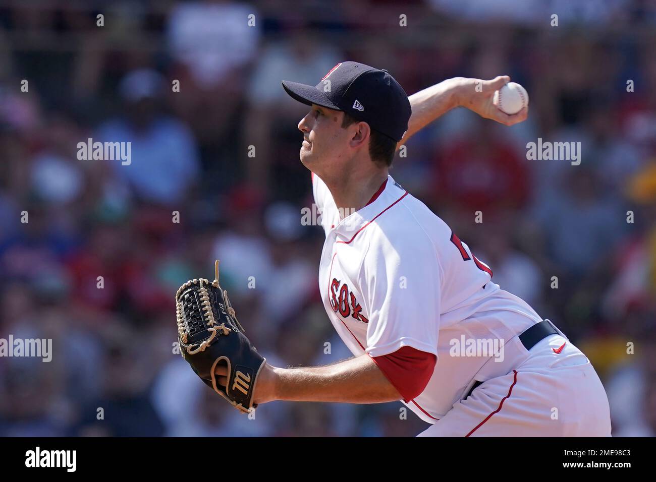 Boston Red Sox's Garrett Whitlock delivers a pitch against the New York ...
