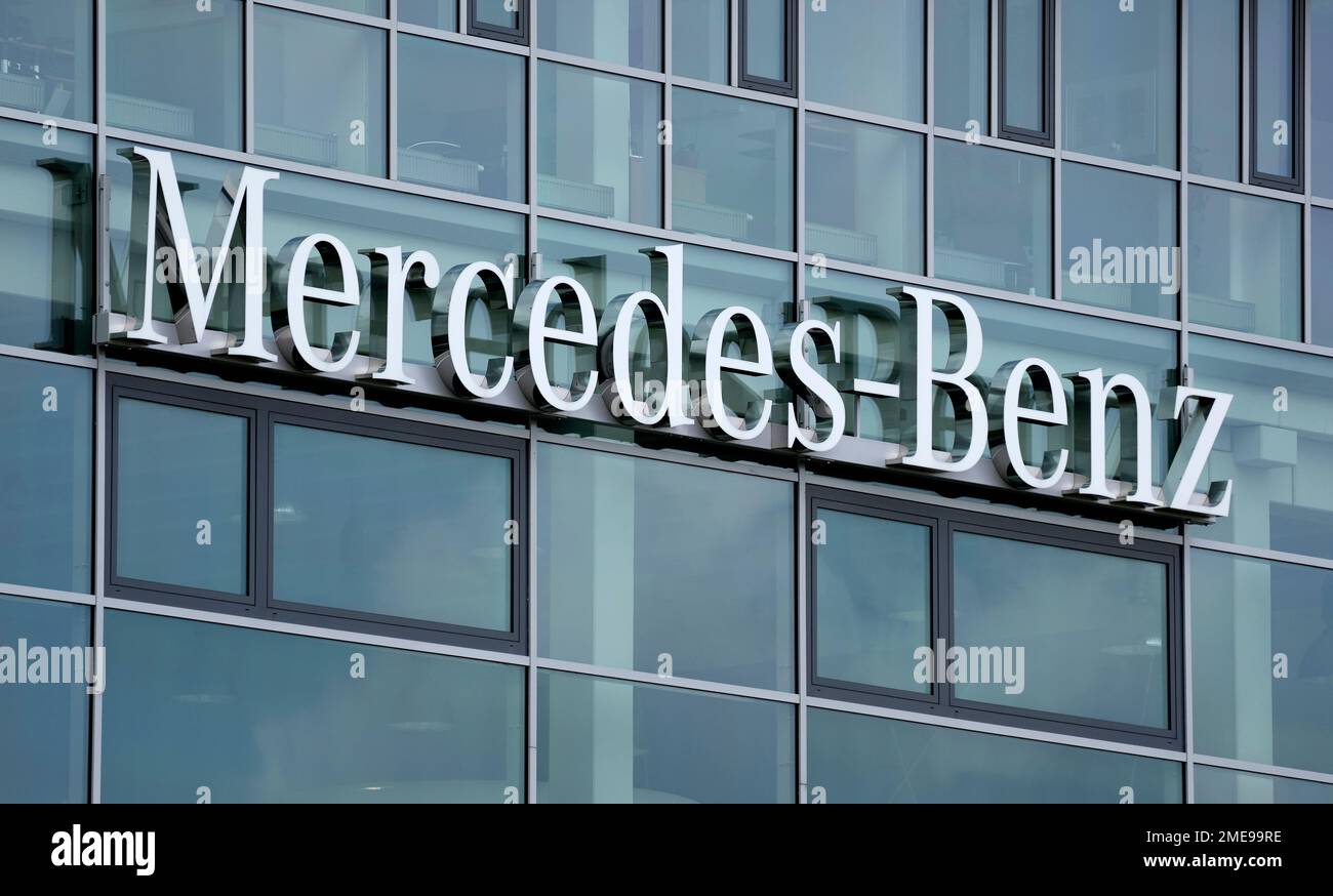 A logo of the German car manufacturer Mercedes Benz is pictured in ...