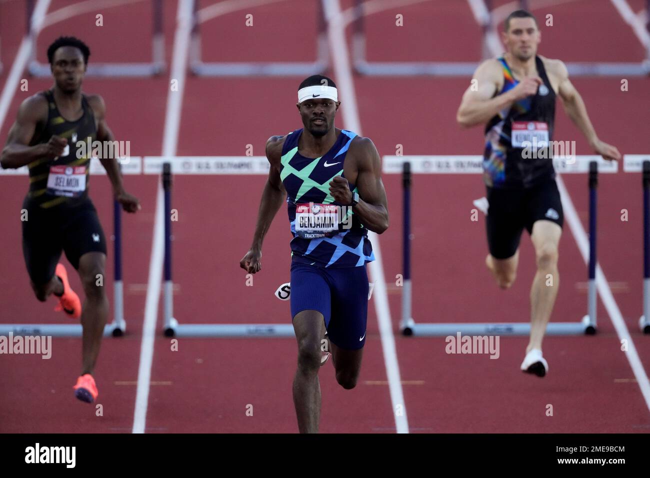 Rai Benjamin wins the men's 400-meter hurdles at the U.S. Olympic Track ...