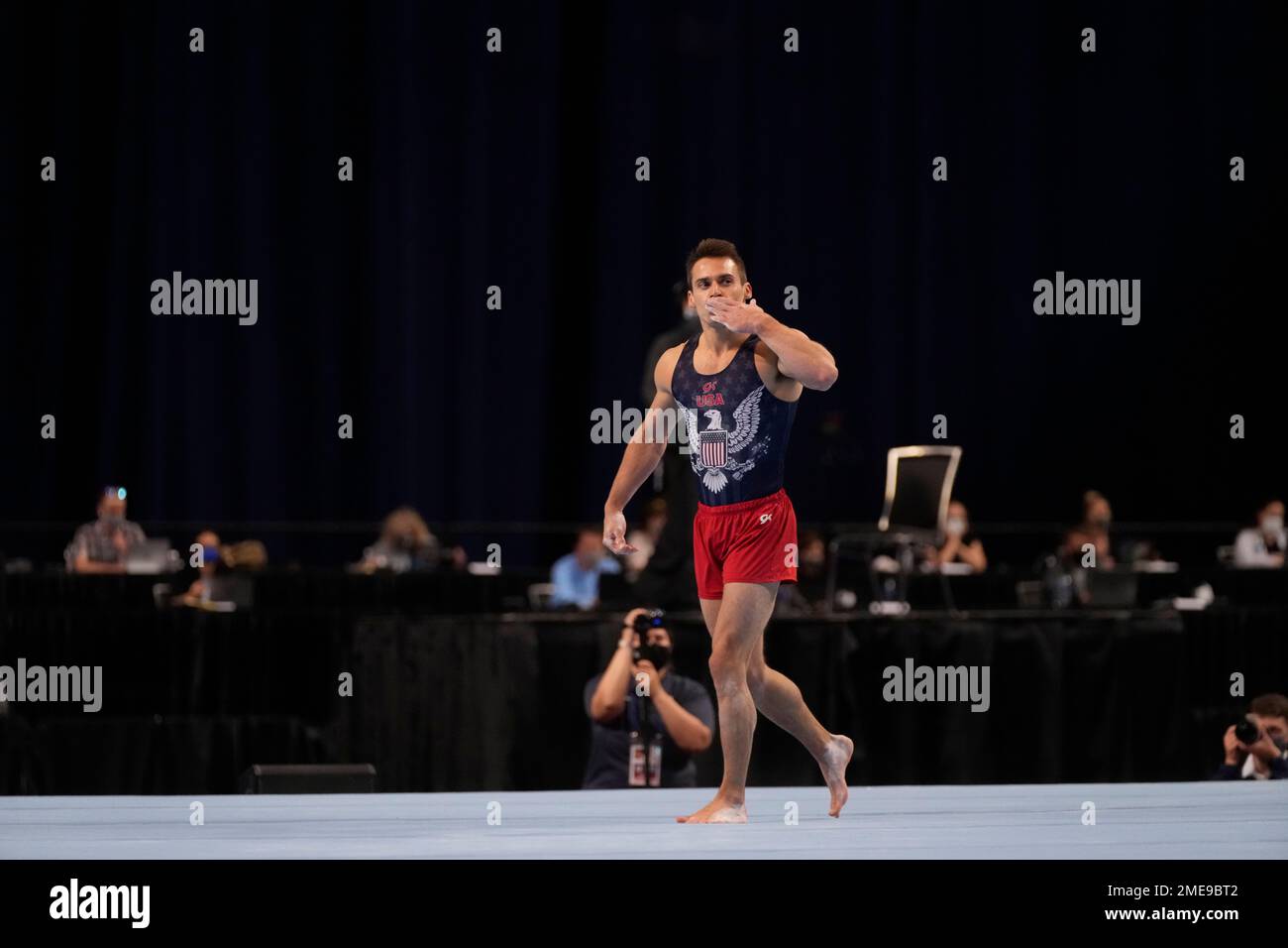 Sam Mikulak after the floor exercise during the men's U.S. Olympic ...