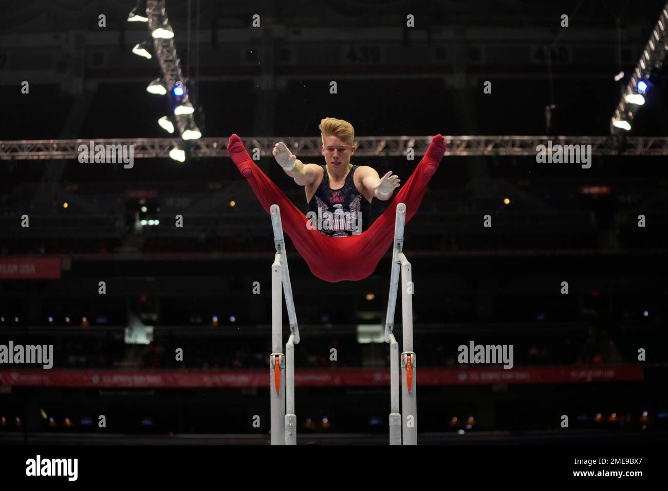 Shane Wiskus on the parallel bars competes during the men's U.S ...
