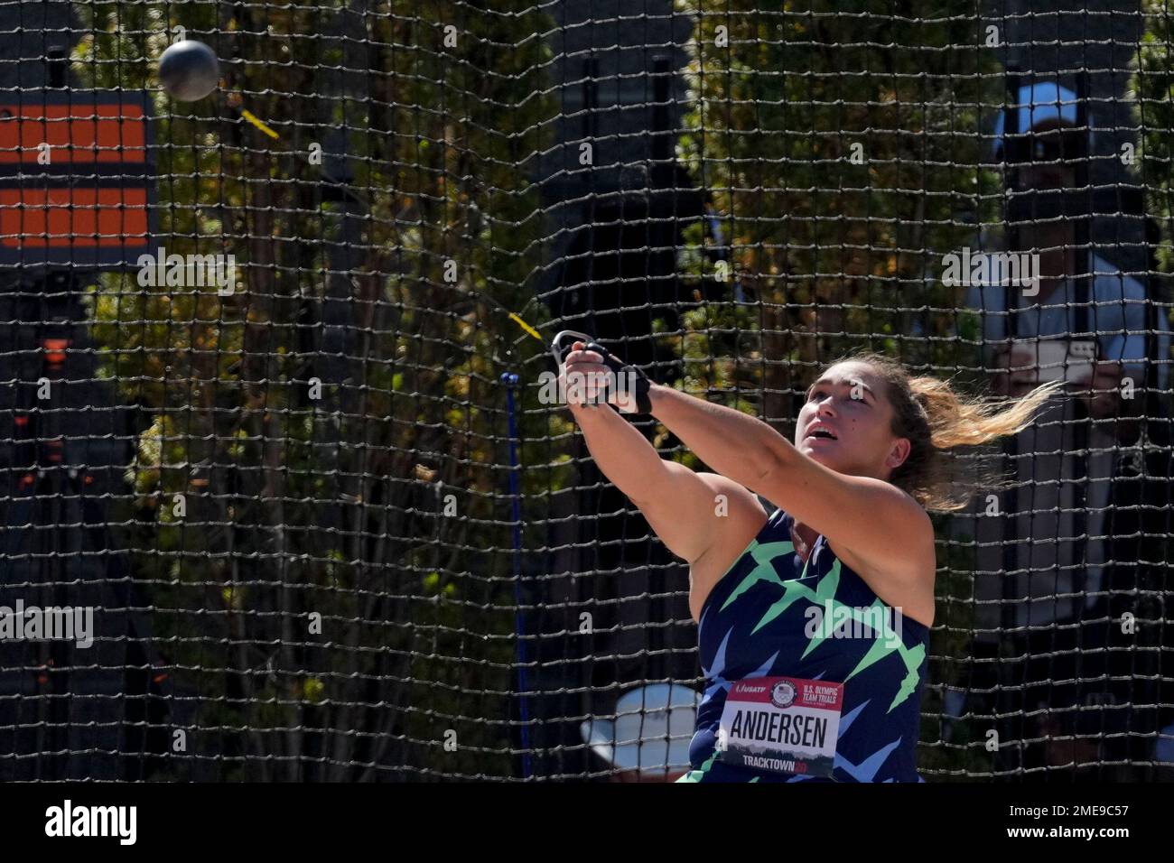 Brooke Andersen competes during the finals of the women's hammer throw ...