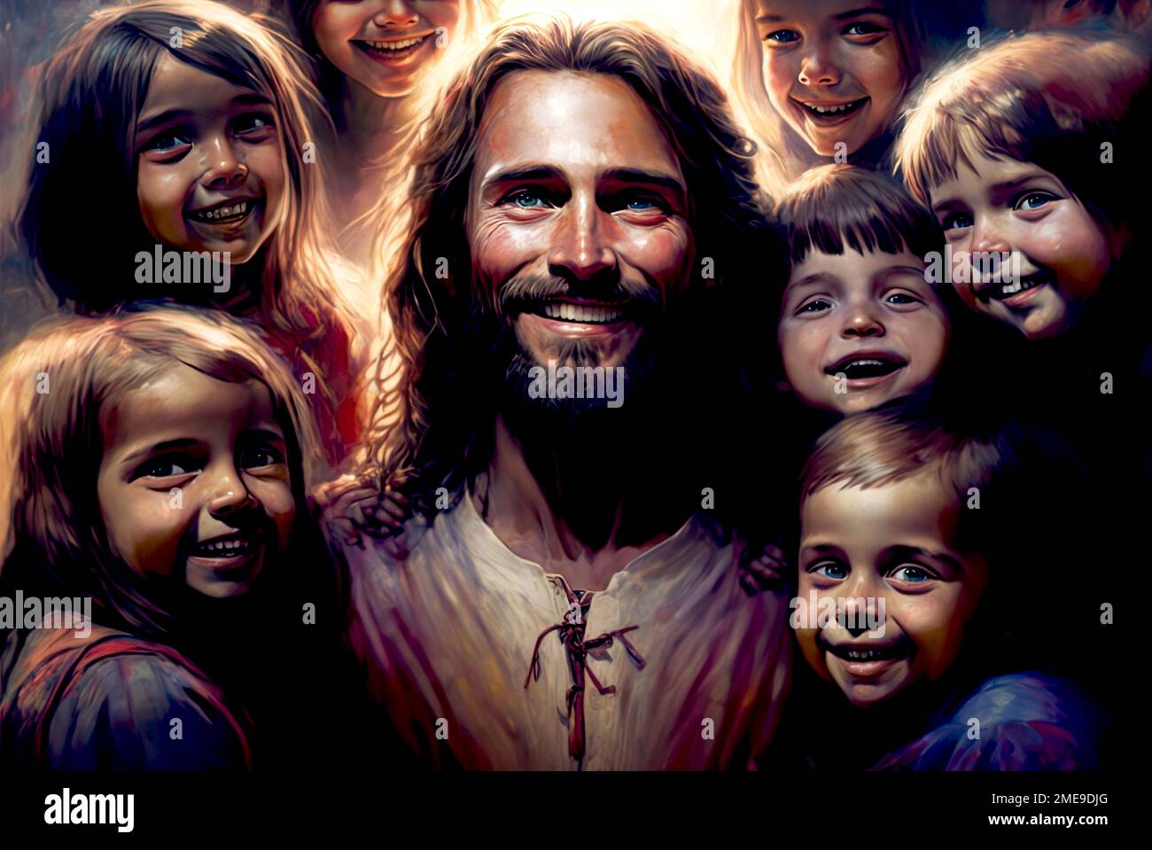 Let the children come to me painting hi-res stock photography and ...