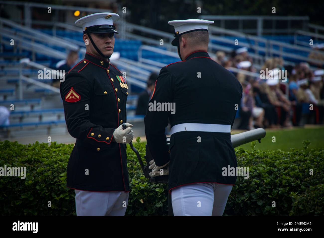 Body Bearers with Marine Barracks Washington fire an 11-round salute ...