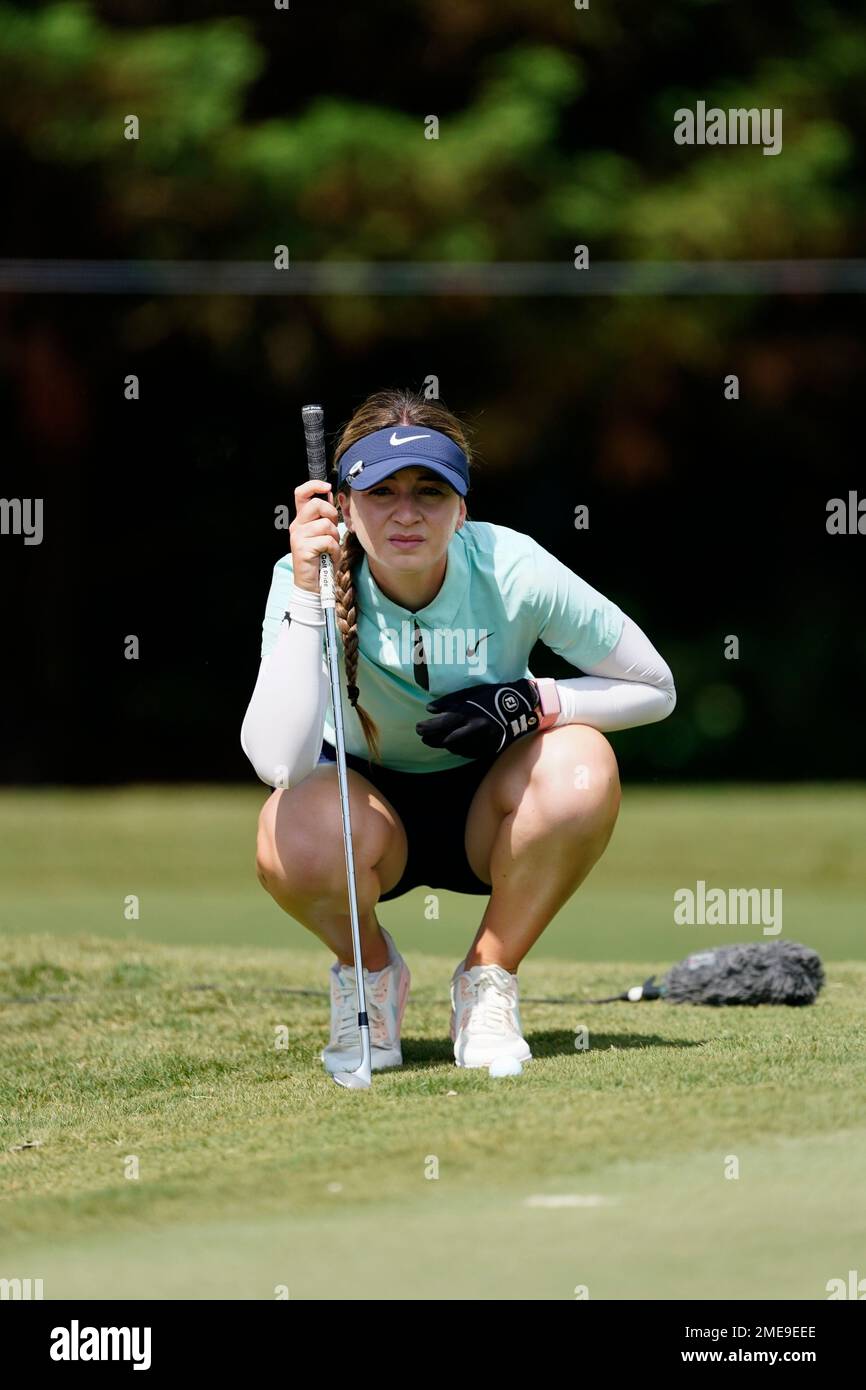 Gabriela Ruffels of Australia lines up a shot on the sixth hole, during ...