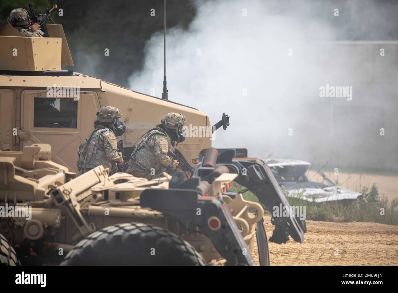 U.S. Army Soldiers with the 851st Transportation Company respond to ...