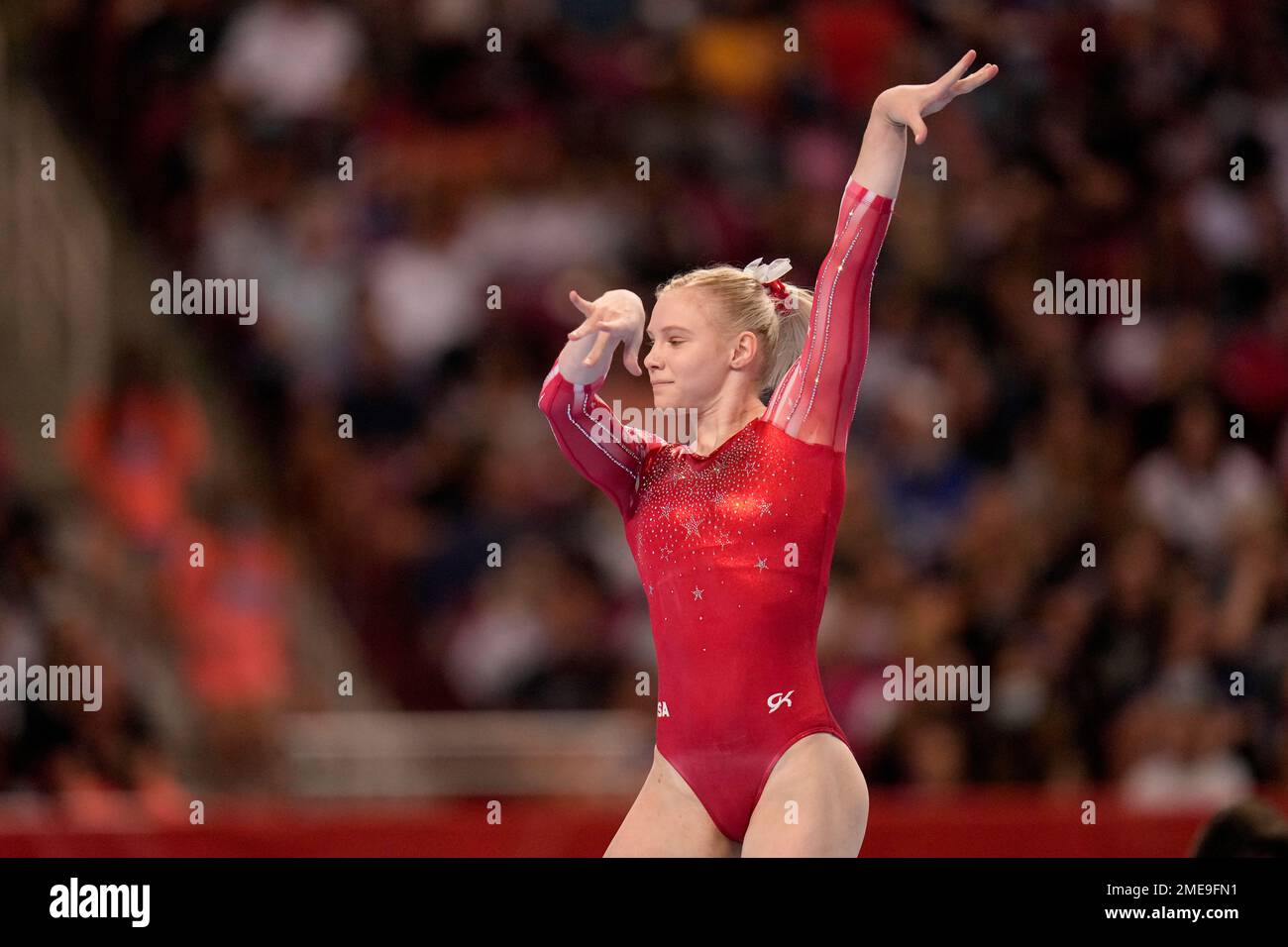 Jade Carey competes in the floor exercise during the women's U.S ...
