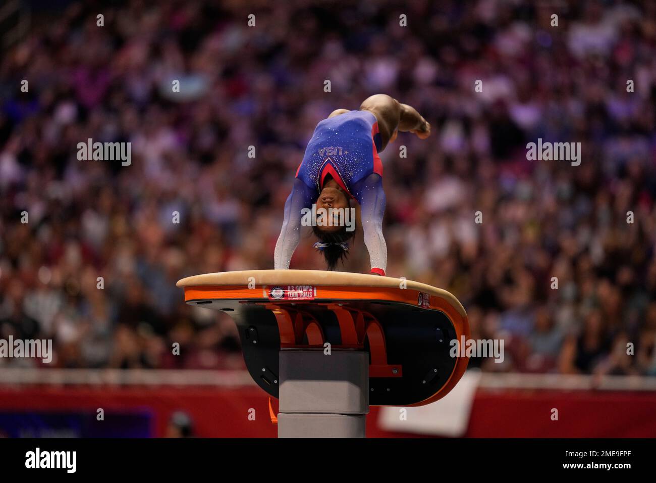 Simone Biles competes on the vault during the women's U.S. Olympic ...