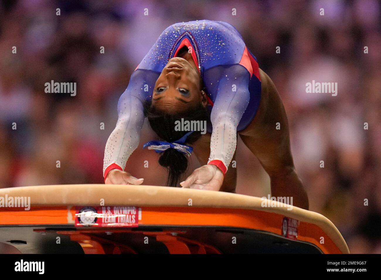 Simone Biles competes on the vault during the women's U.S. Olympic ...