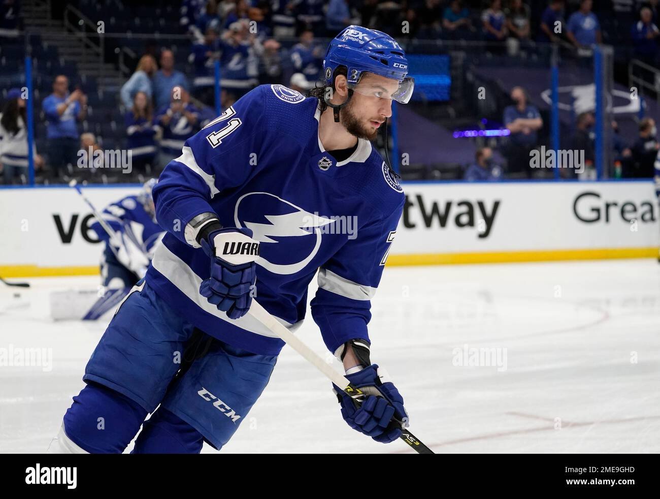 Tampa Bay Lightning center Anthony Cirelli (71) before Game 7 of an NHL ...