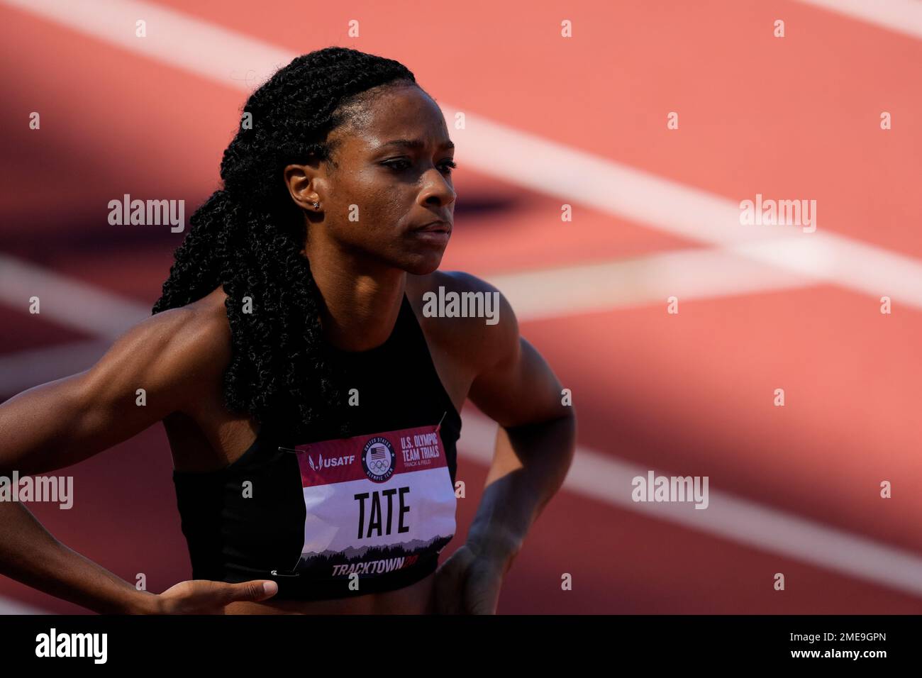Cassandra Tate wins the third heat in the women's 400-meter hurdles at ...