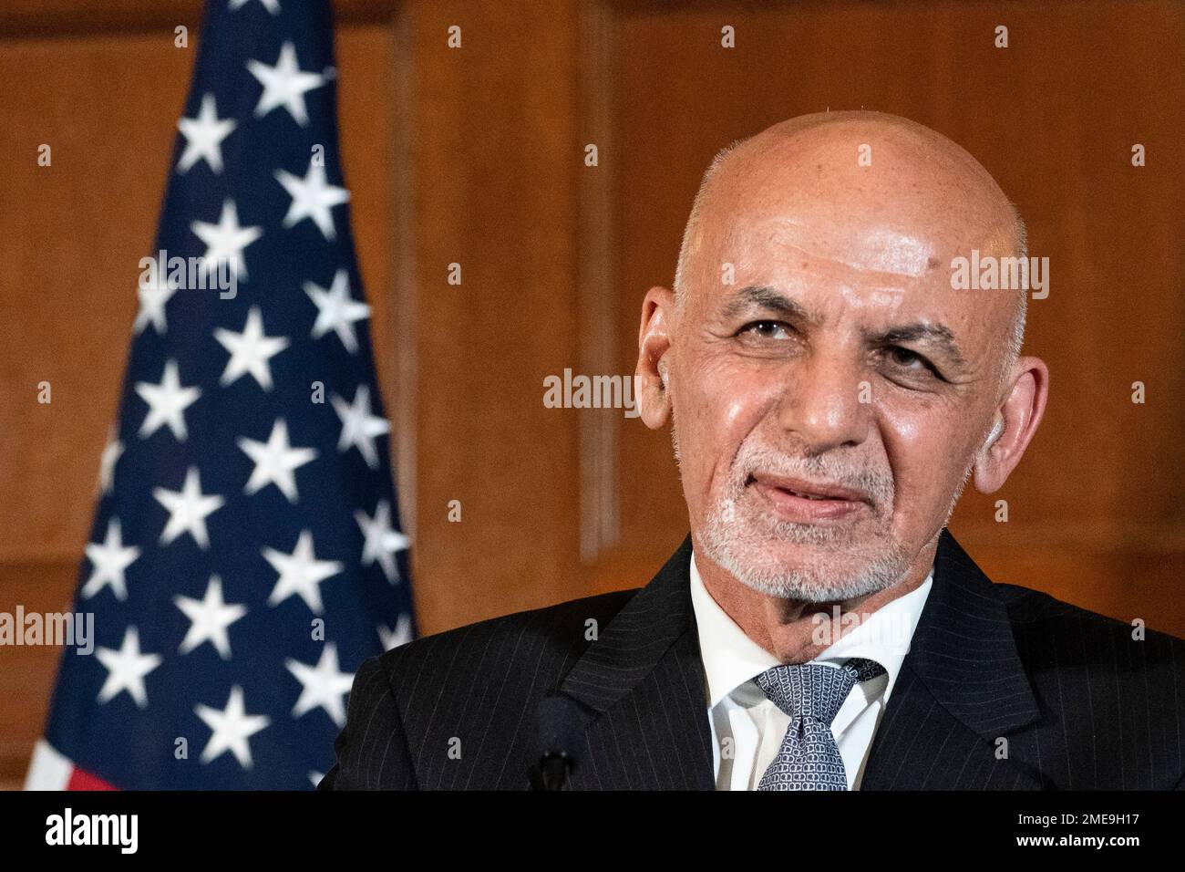 Afghan President Ashraf Ghani speaks during a media availability after ...