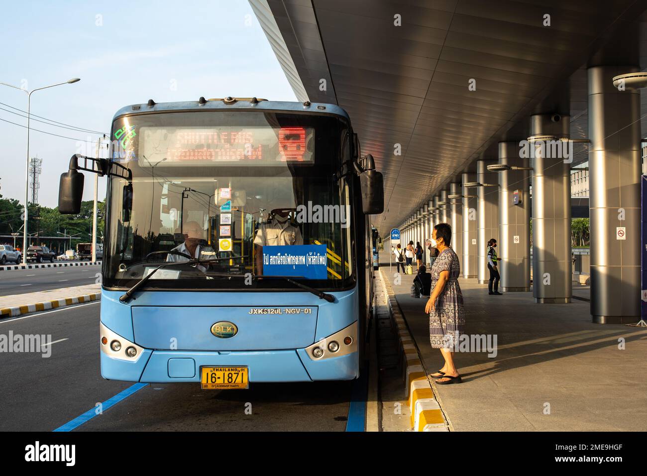 Bangkok, Thailand - January 20, 2023: Shuttle bus in front of the Bang ...