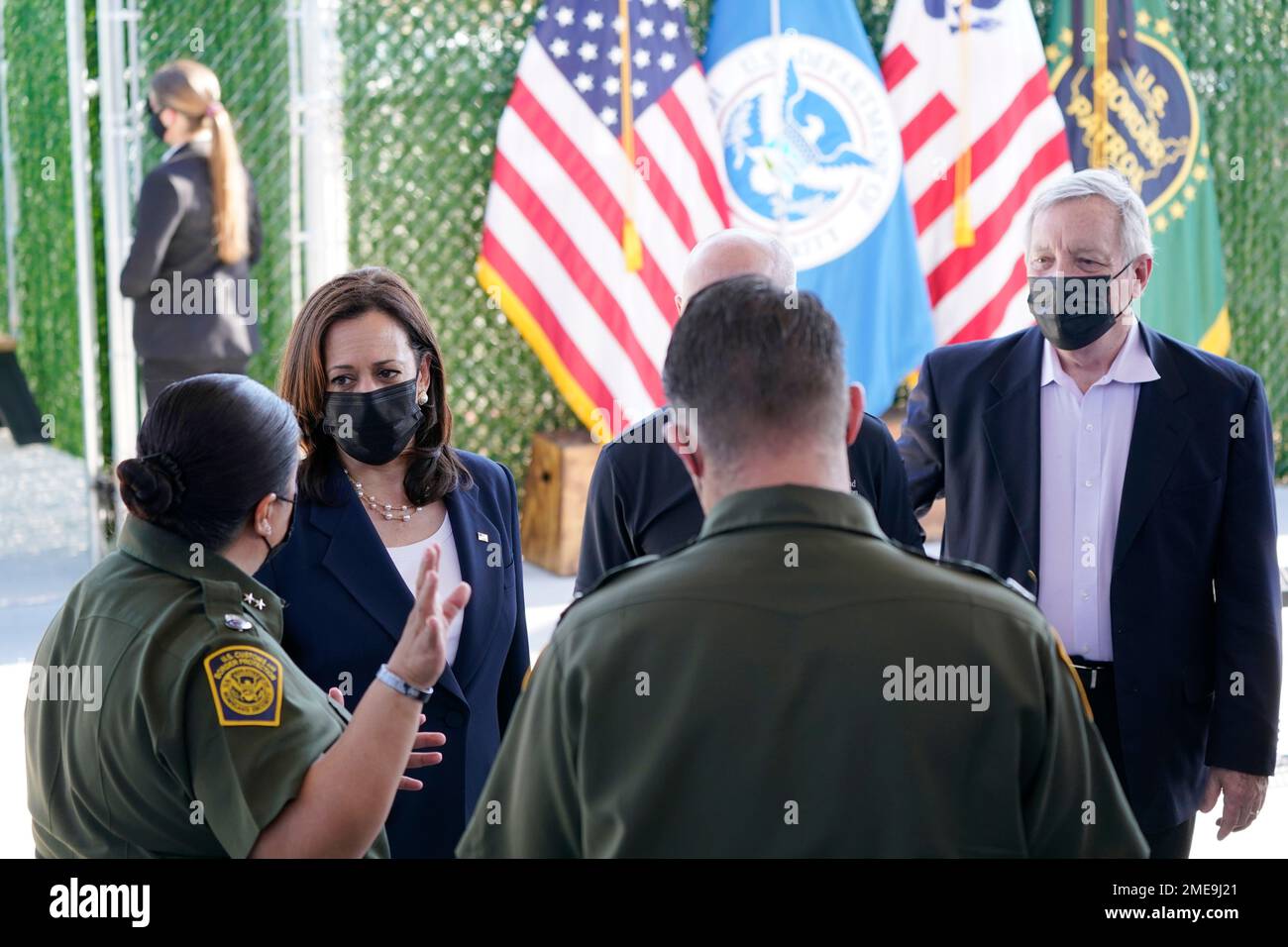 Vice President Kamala Harris talks to Gloria Chavez, Chief Patrol Agent ...