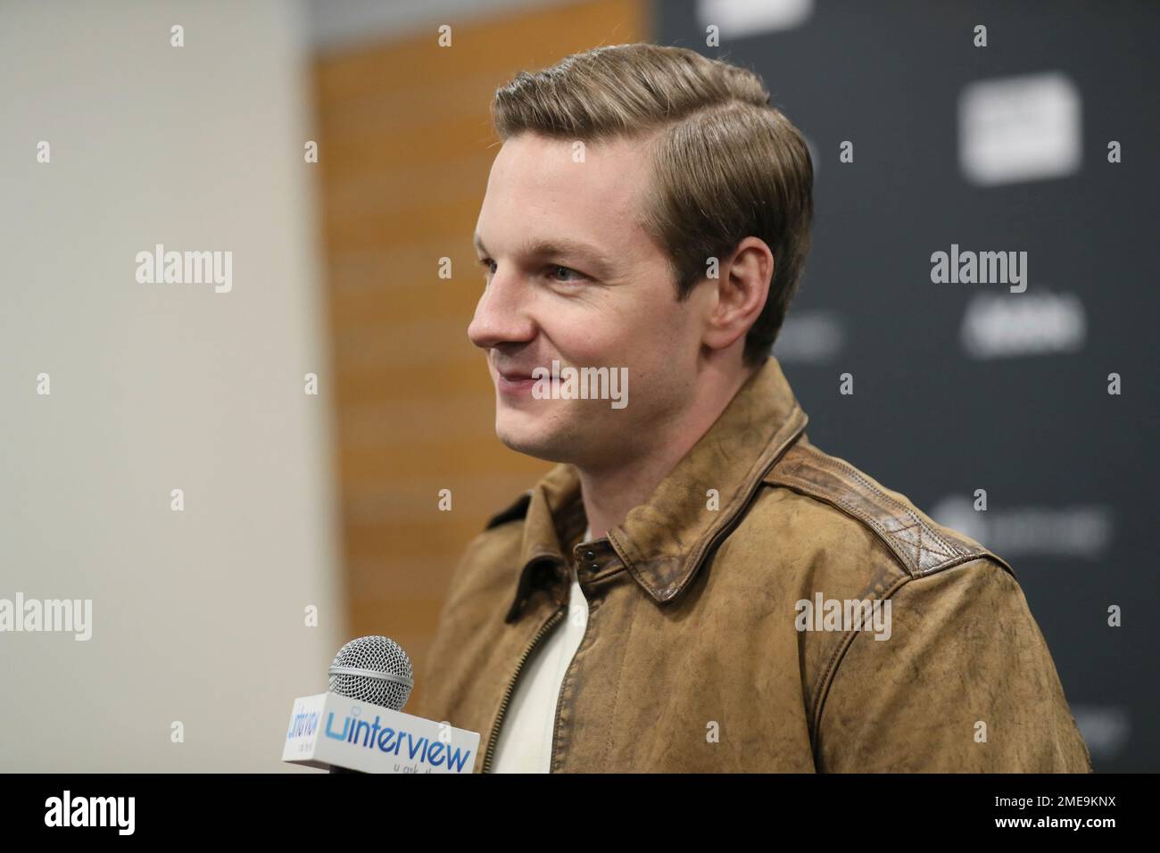 Actor Will Pullen is interviewed at the "A Little Prayer" premiere ...