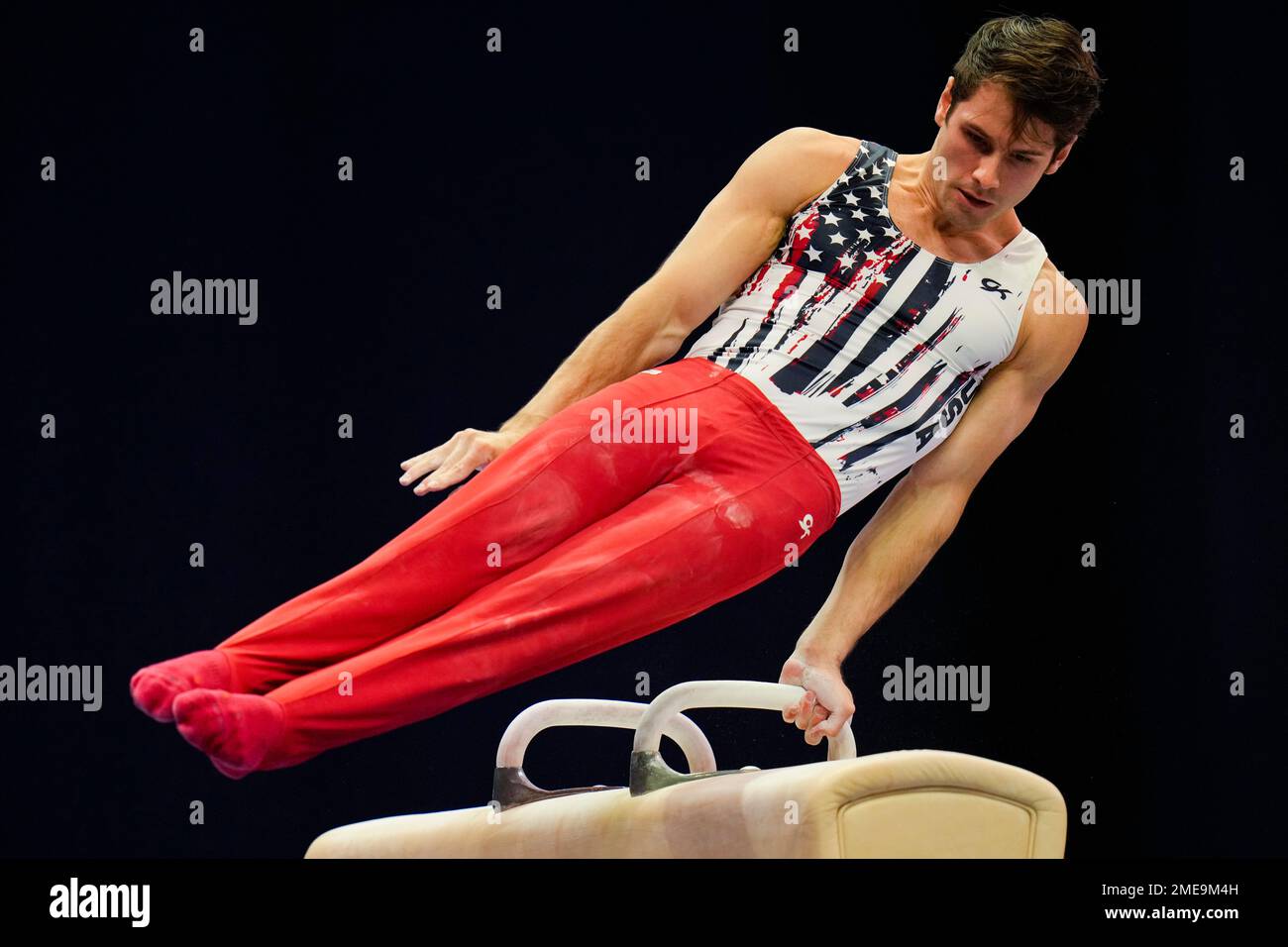 Alec Yoder competes on the pommel horse during the men's U.S. Olympic ...