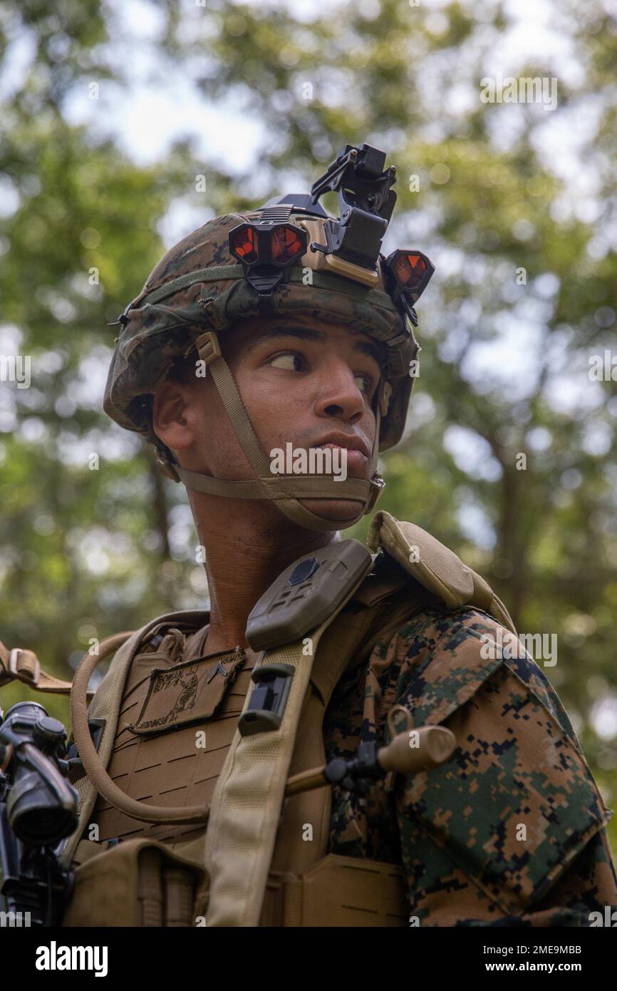 U.S. Marine Corps Pfc. Jordan Roman, a rifleman with 1st Battalion, 8th ...