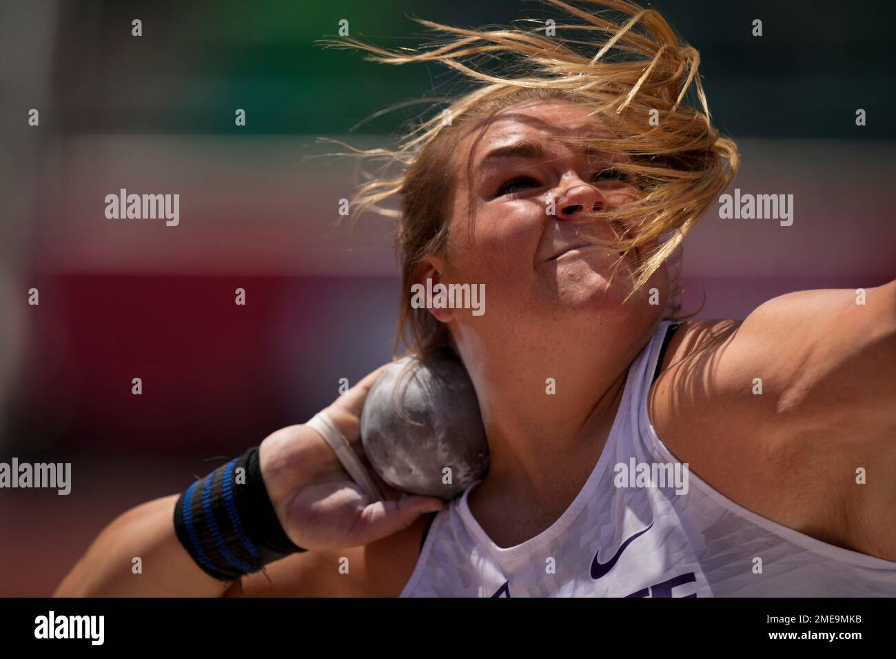 Taylor Latimer competes during the women's shot put at the U.S. Olympic ...