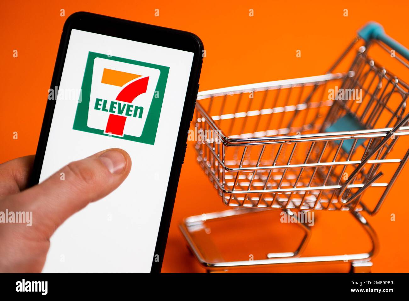 Poland. 23rd Jan, 2023. In this photo illustration, a 7 Eleven logo ...