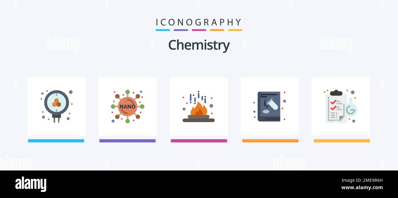 Chemistry Flat 5 Icon Pack Including clipboard. education. fire ...