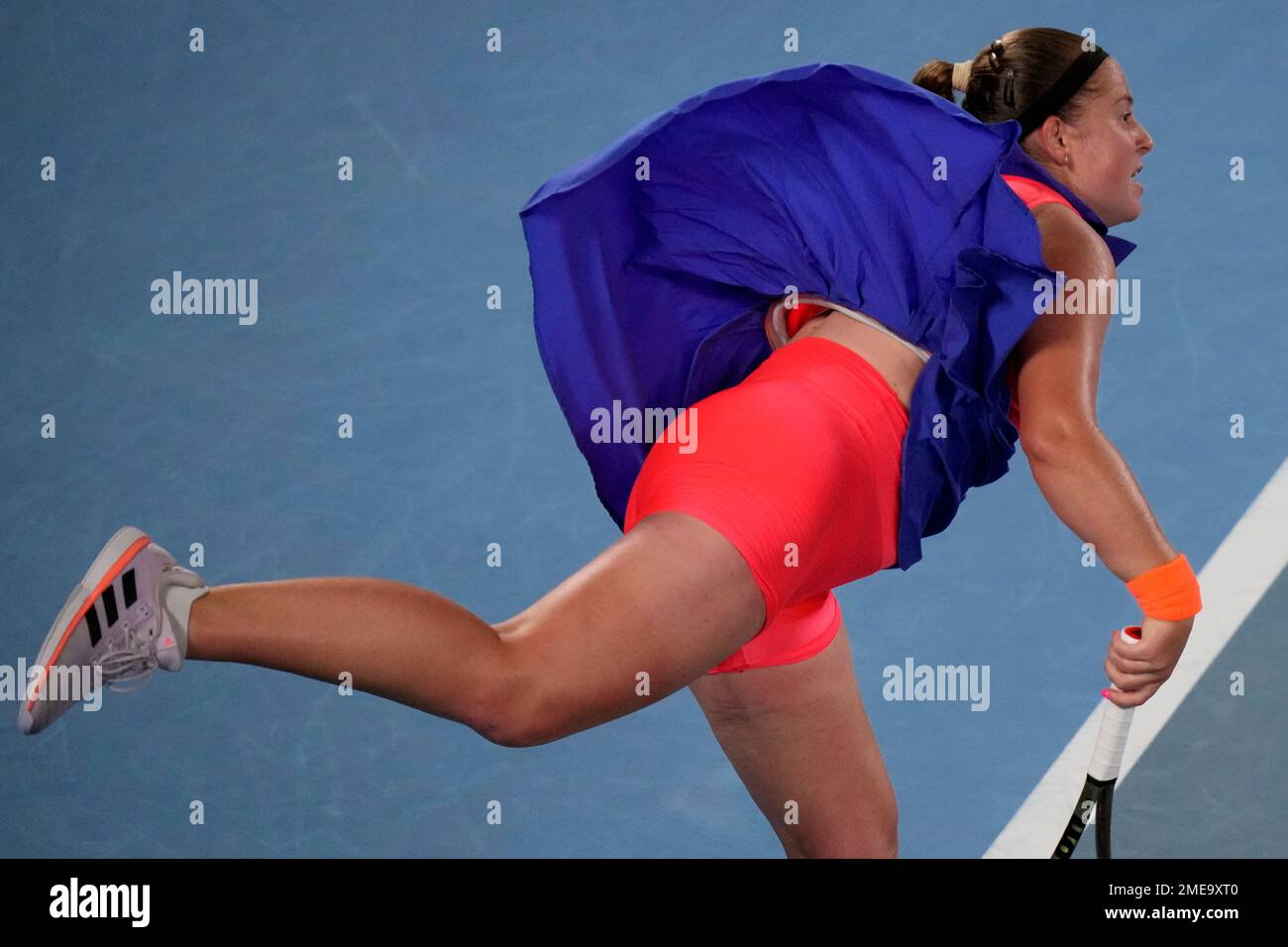 Jelena Ostapenko Of Latvia Serves To Elena Rybakina Of Kazakhstan