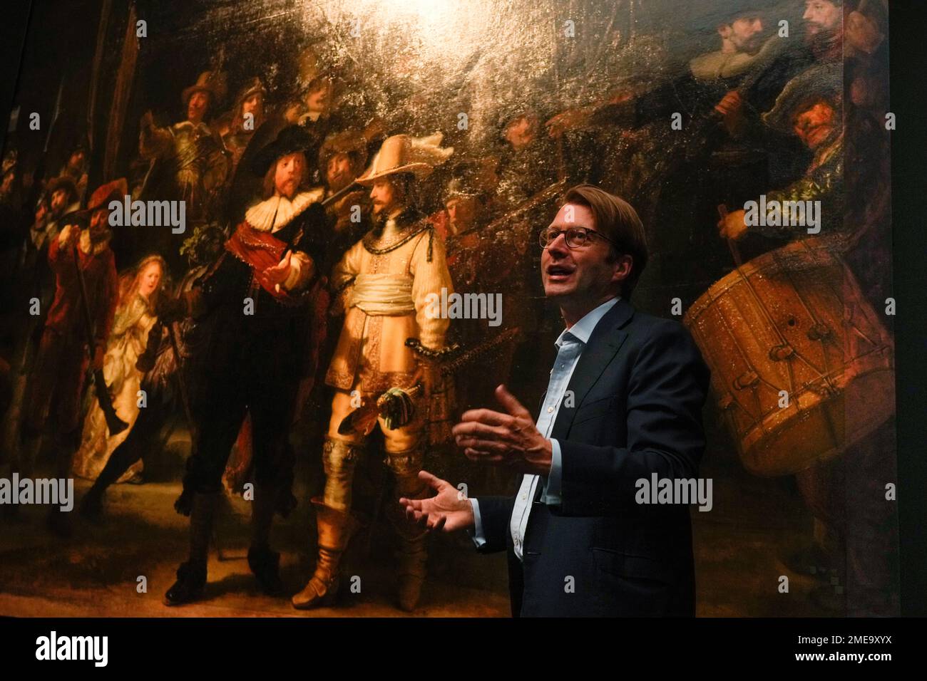 The added part of the painting is seen right as Rijksmuseum director ...