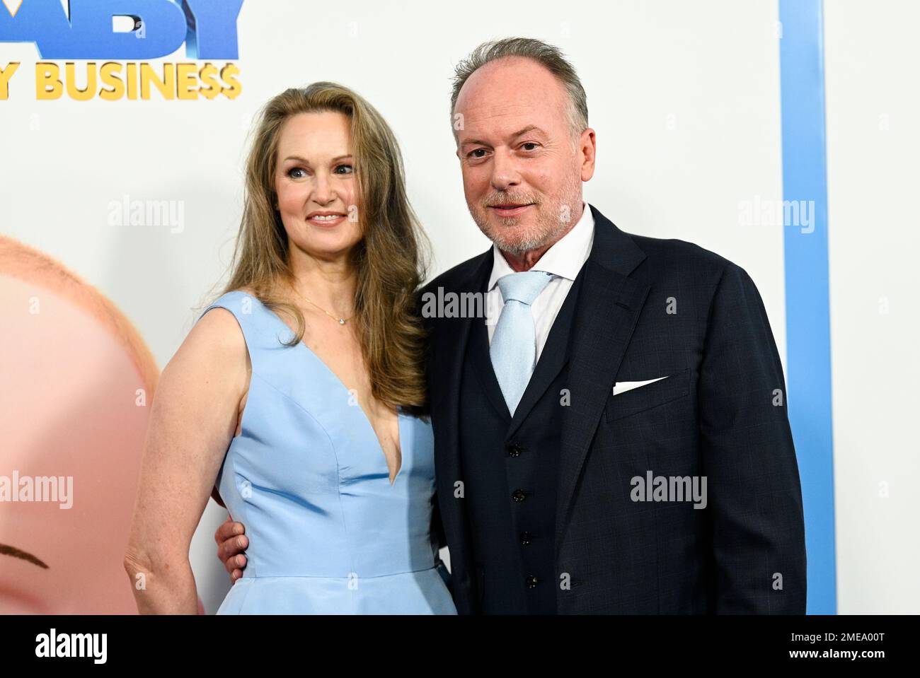 Director Tom McGrath, right, and wife Brieanne Cameron attend the world ...