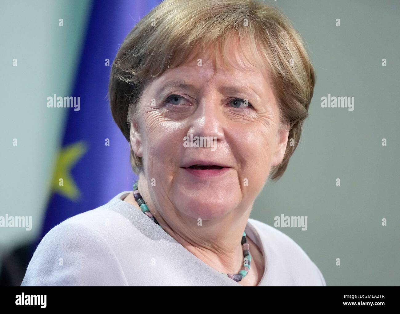 German Chancellor Angela Merkel addresses the media during a joint ...