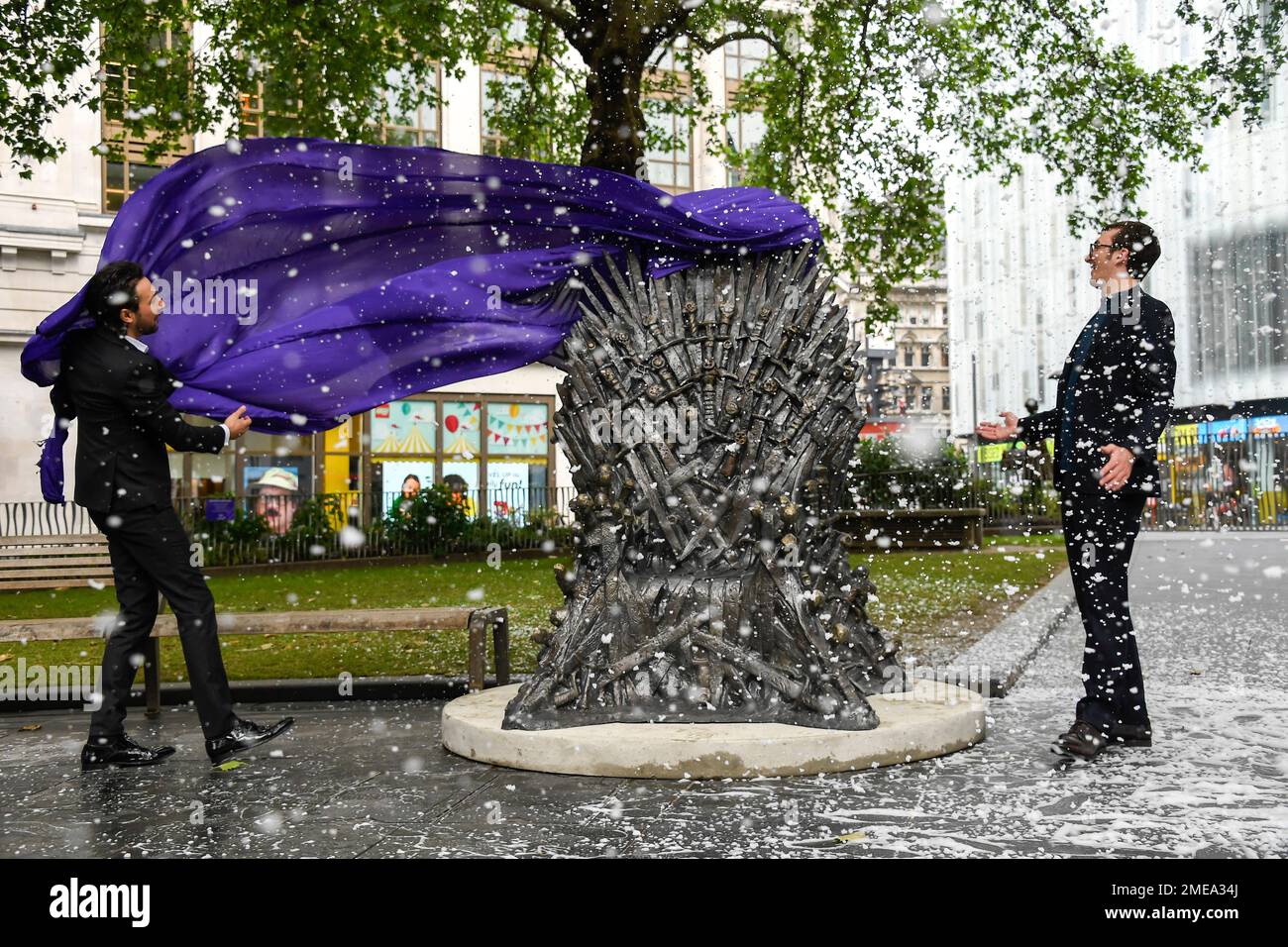 TV presenter Alex Zane, left, and actor Isaac Hampstead Wright unveil ...