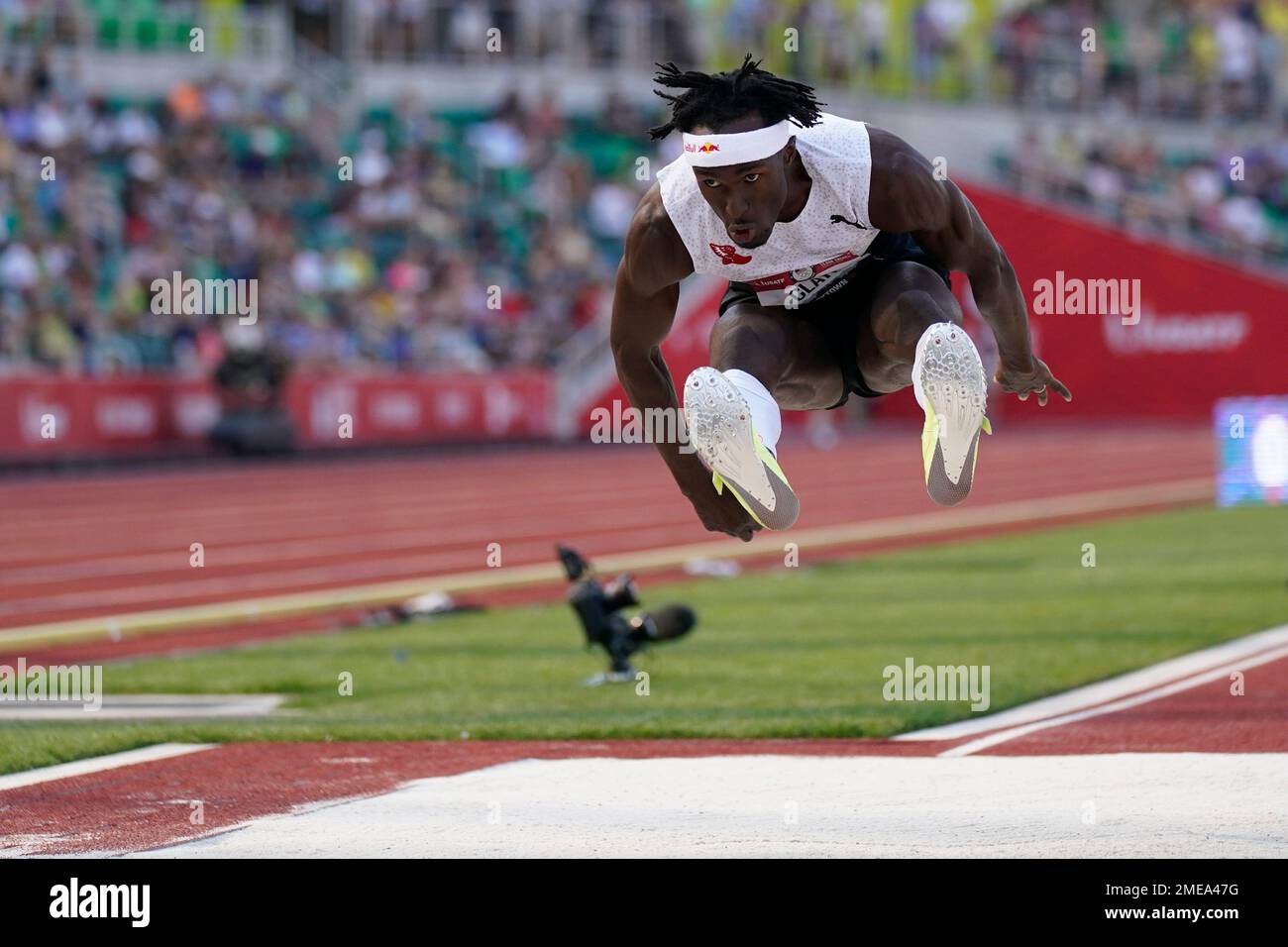 Will Claye competes during the finals of men's triple jump at the U.S ...