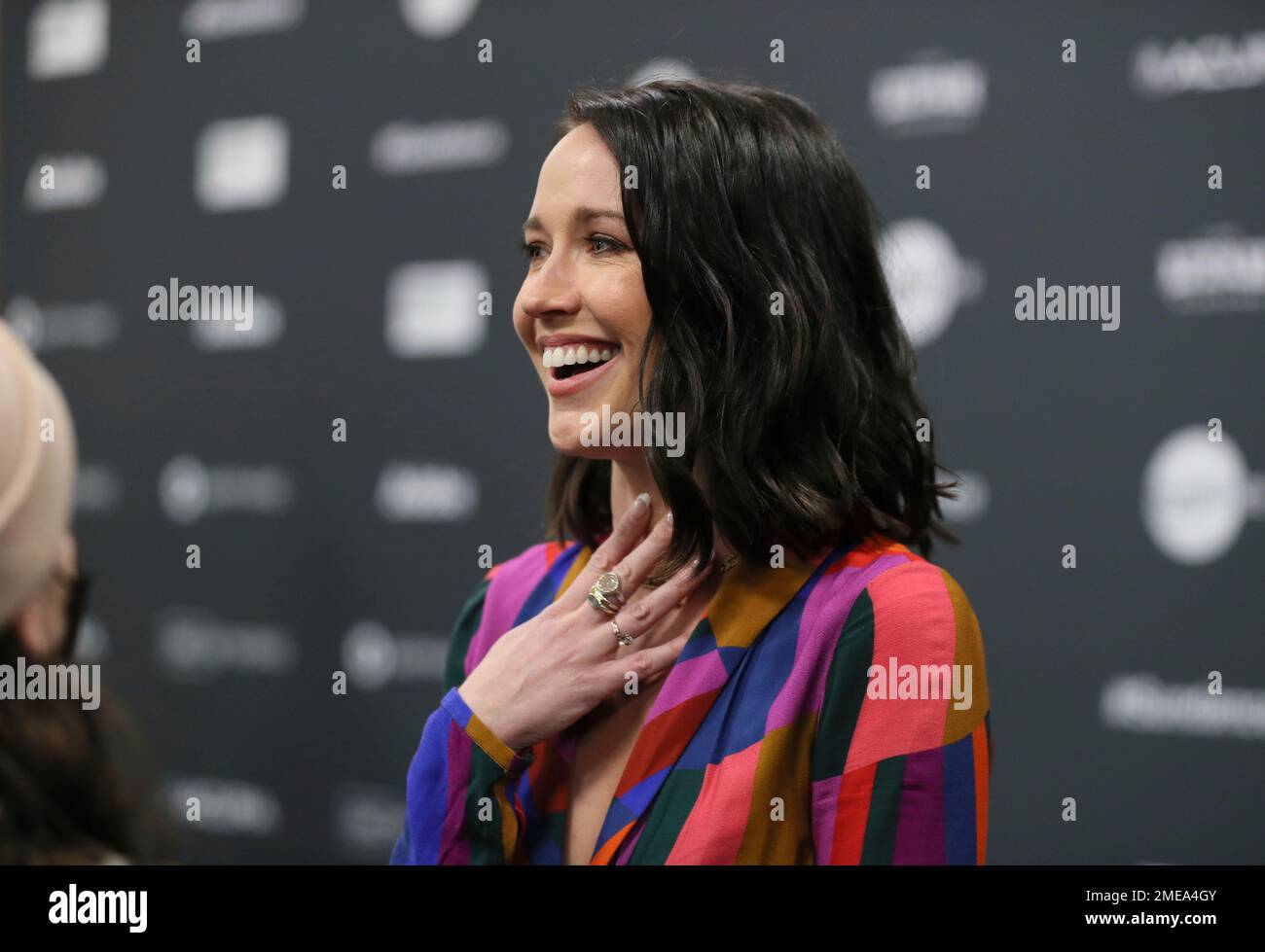 Actor Anna Camp is interviewed at the "A Little Prayer," premiere ...