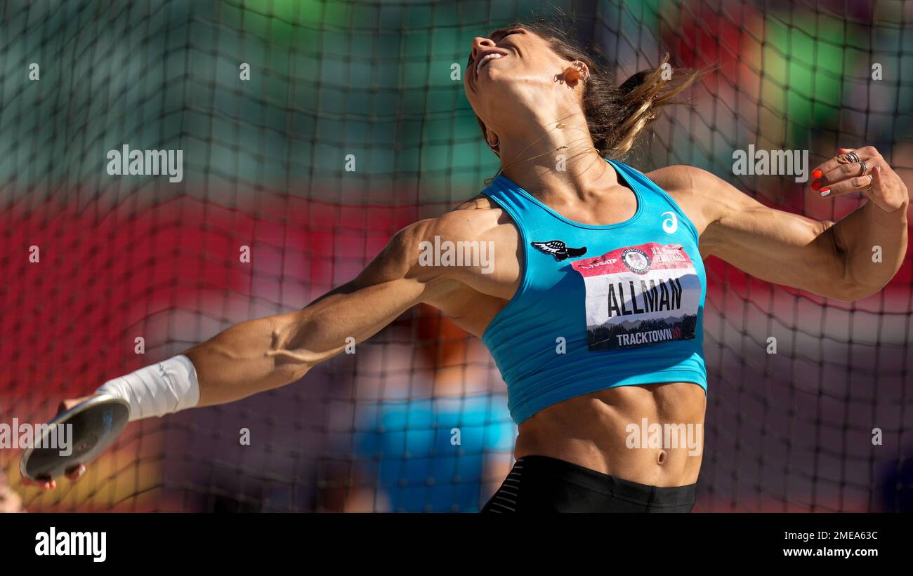 Valarie Allman competes during the prelims of women's discus throw at ...