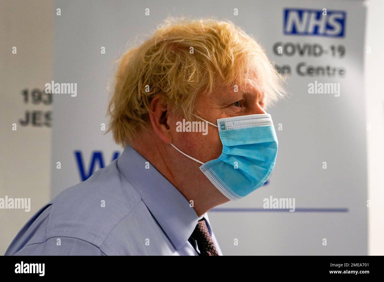 Britain's Prime Minister Boris Johnson visits a vaccination centre at ...