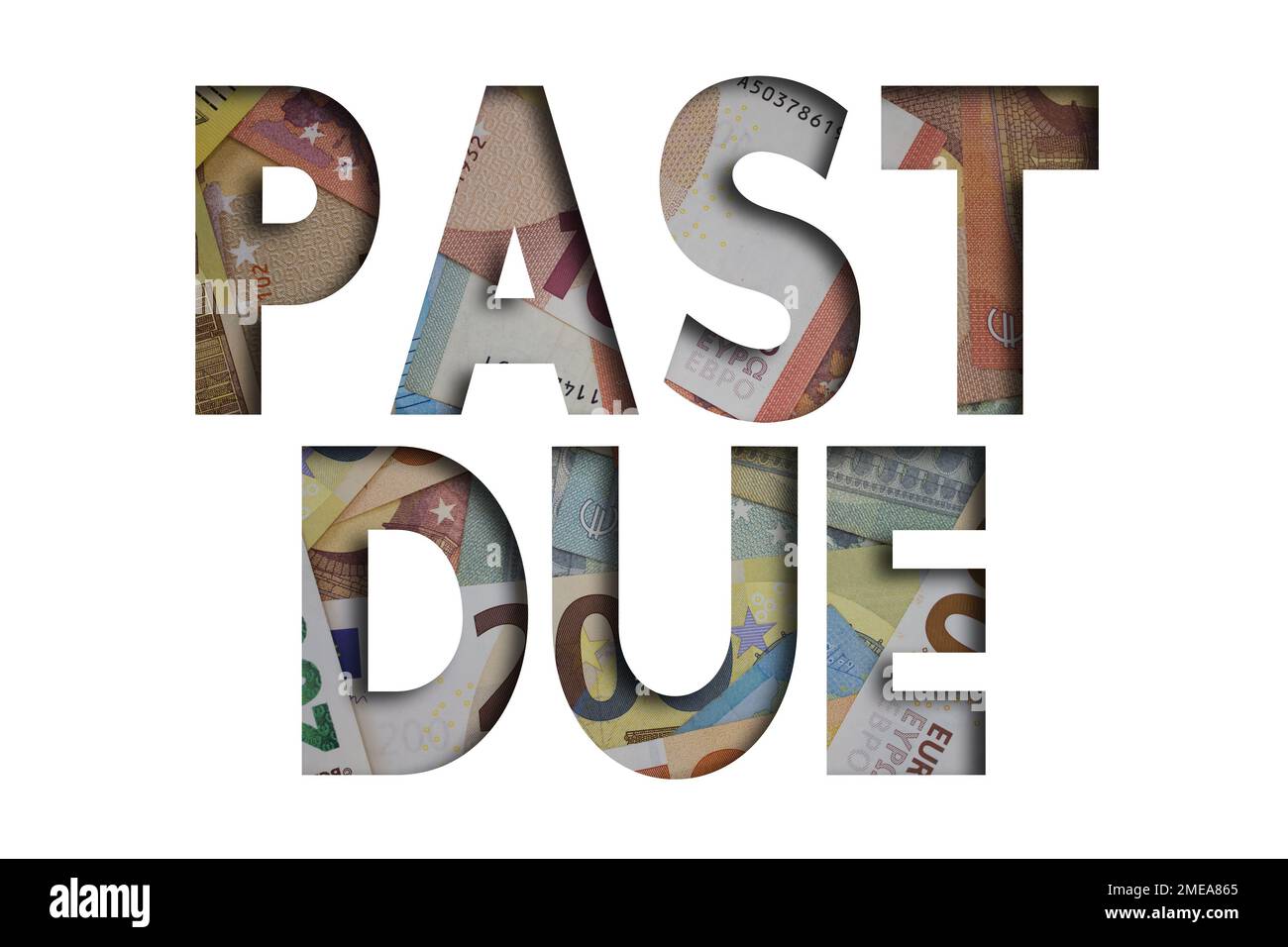 Past Due word with money. Paper currency background with different ...