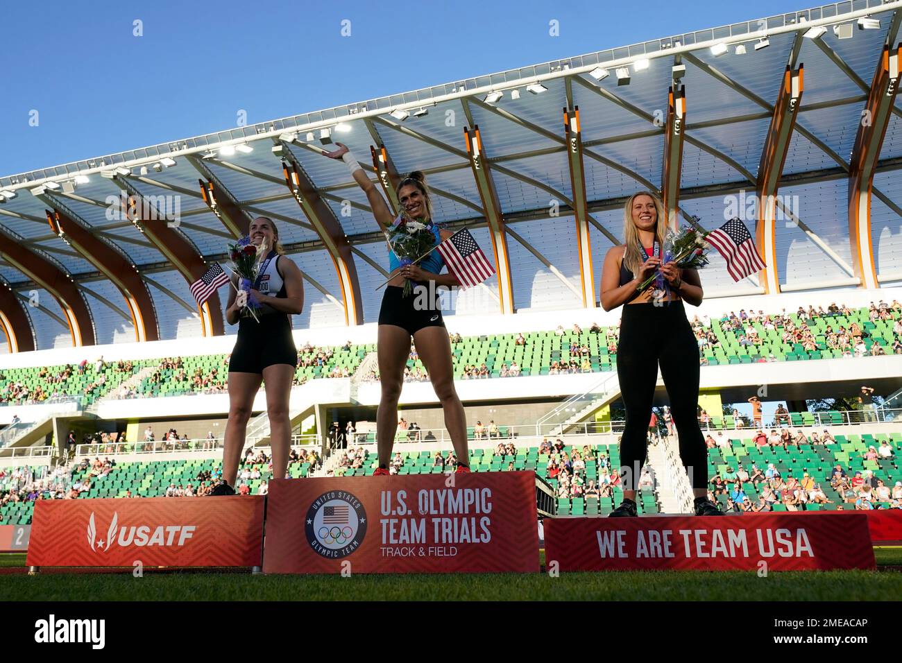 Valarie Allman, first, center, Micaela Hazlewood, second and Rachel ...